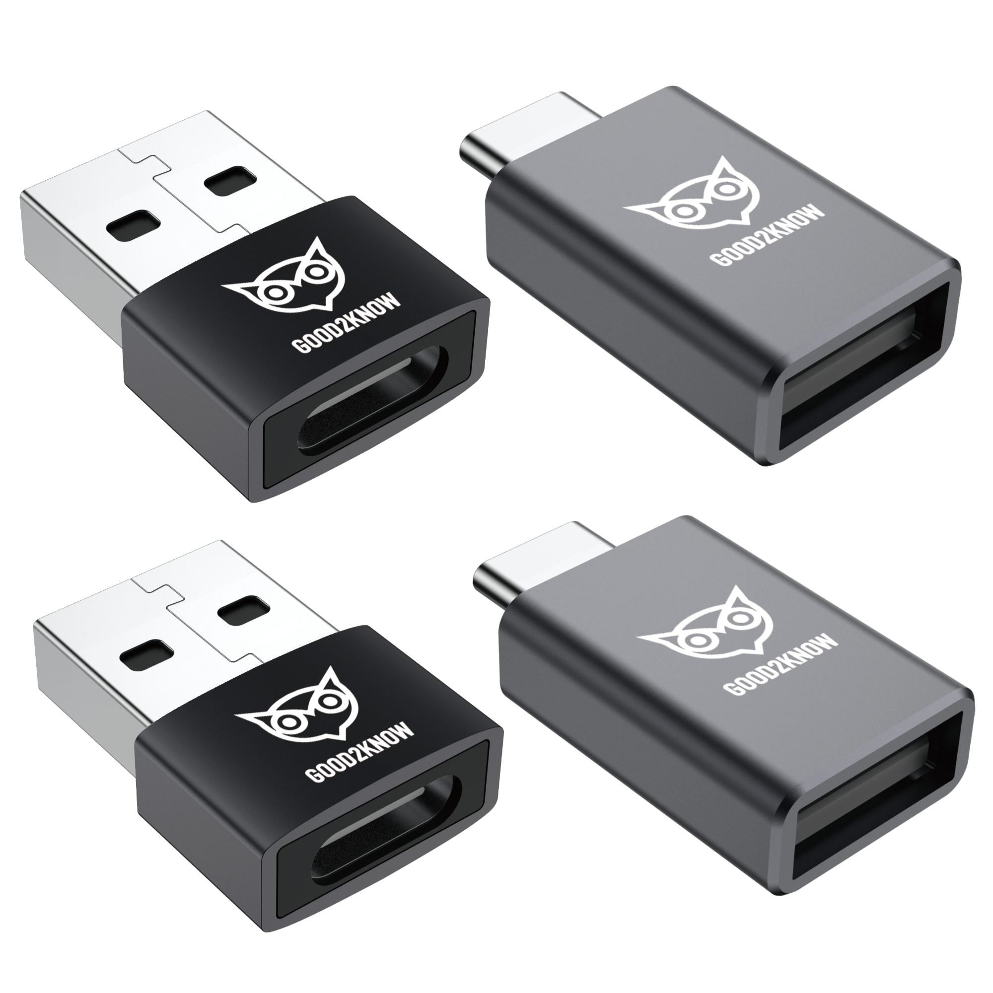 USB C adapter set - USB A adapter set - 4 stuks set - USB 2.0 - USB-C